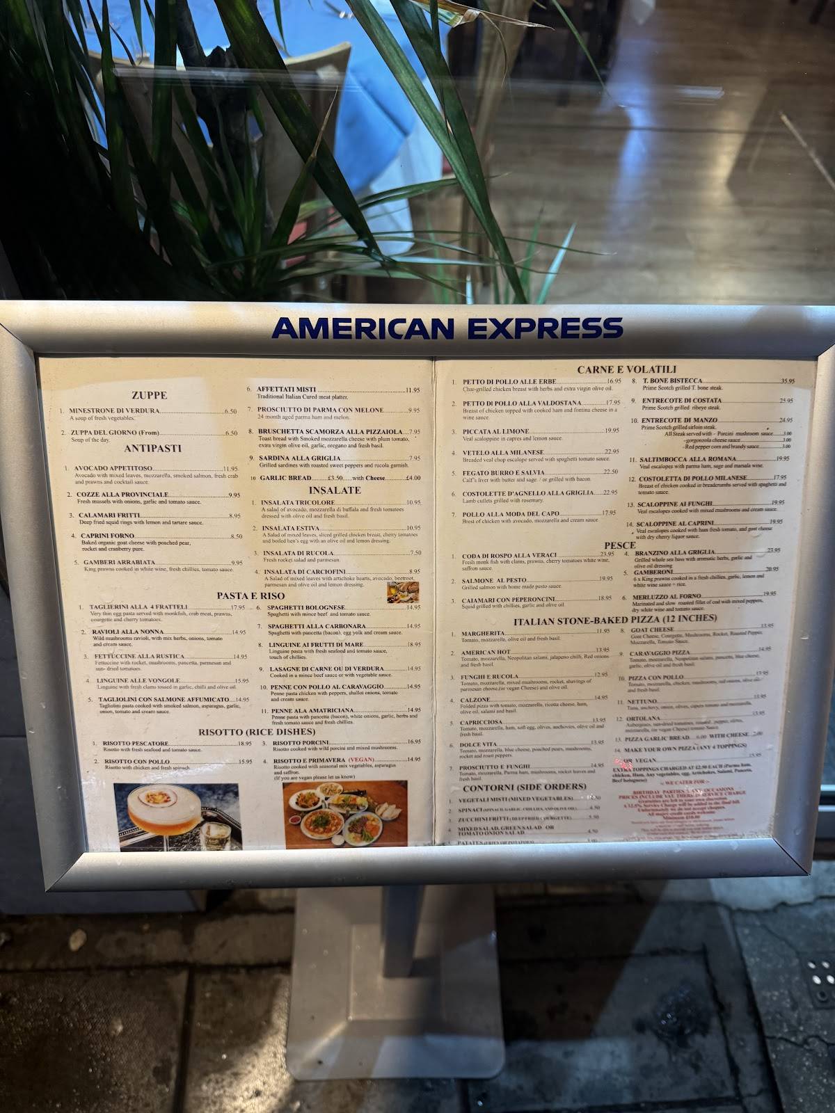 Menu at Caprini Restaurant, London