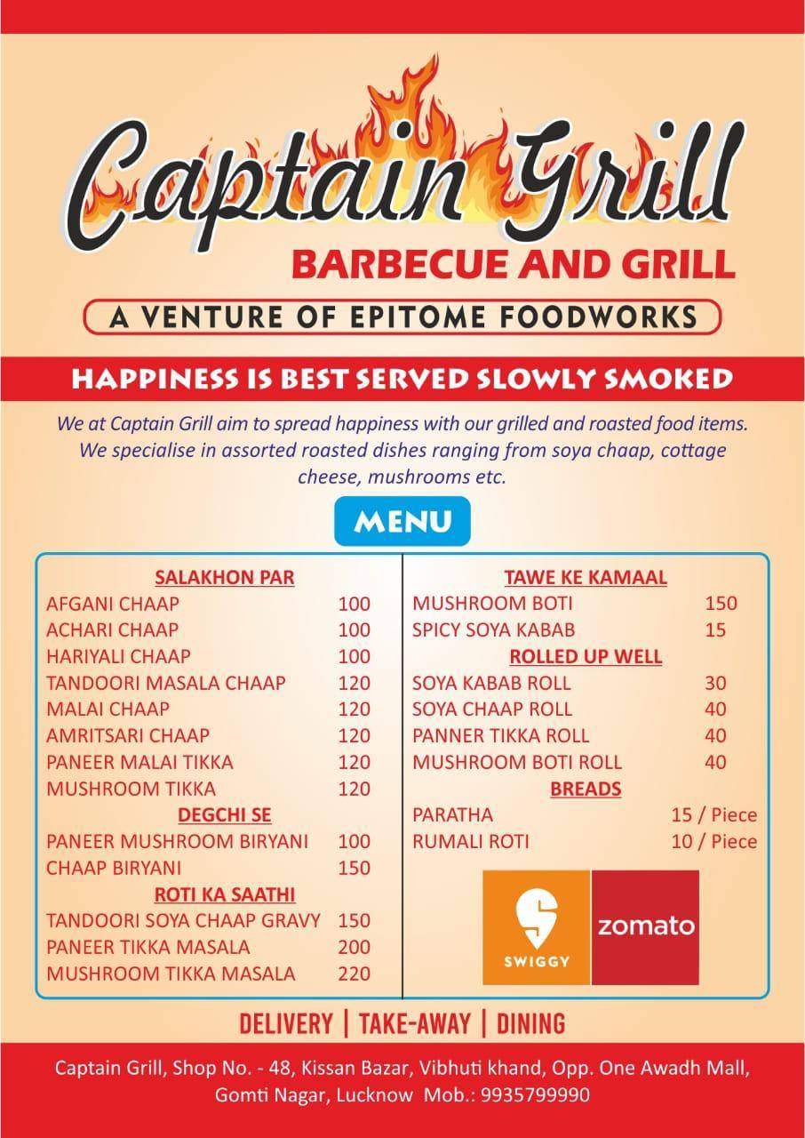 Menu at Captain Grill, Lucknow