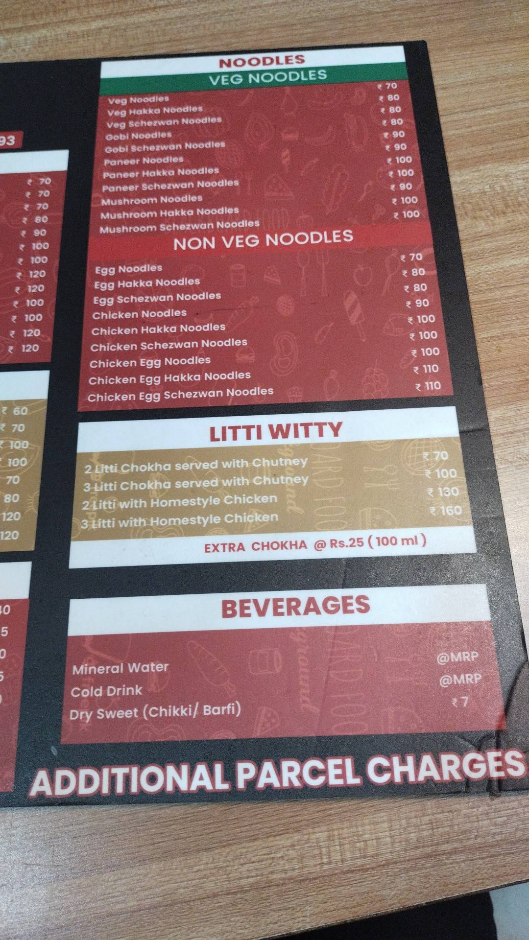 Menu at Cardamom, Bengaluru