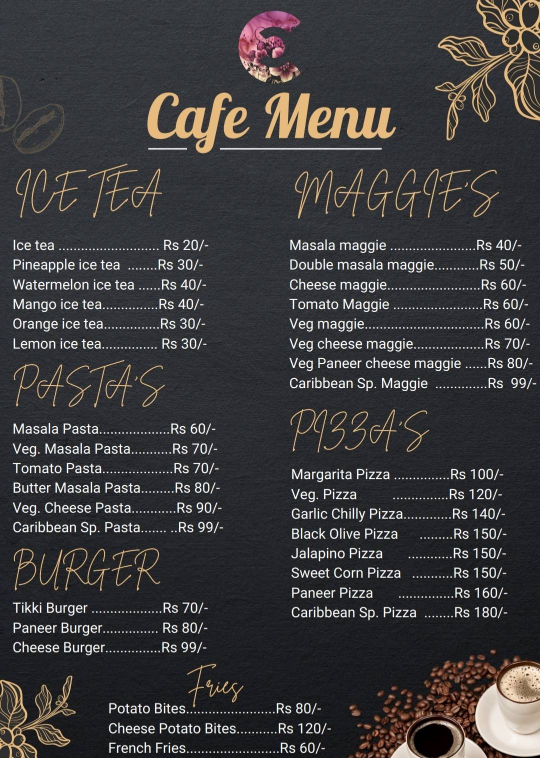 Menu at Caribbean Cafe and Fish Spa, Bhopal