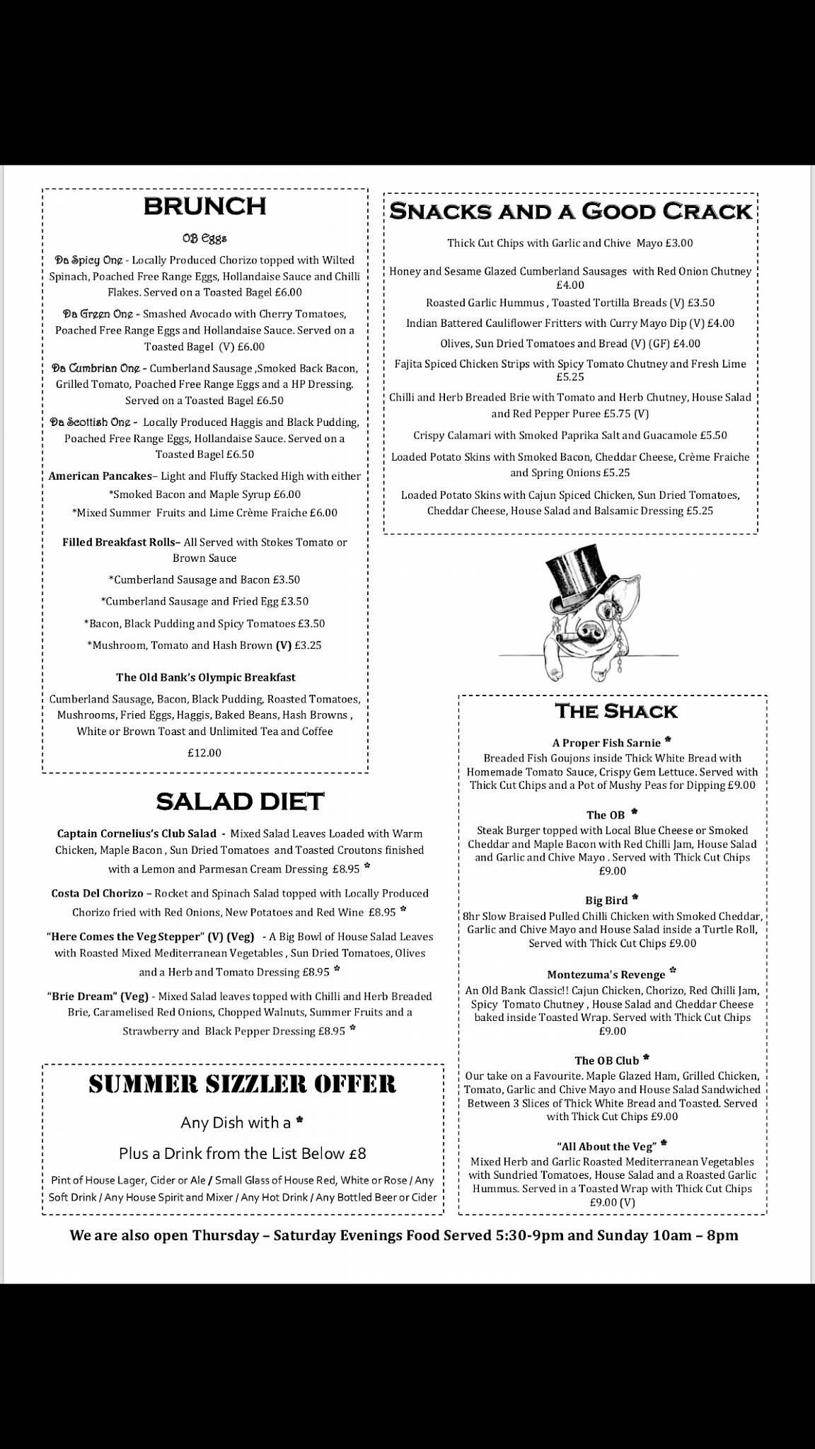 Menu at The Old Bank pub & bar, Carlisle
