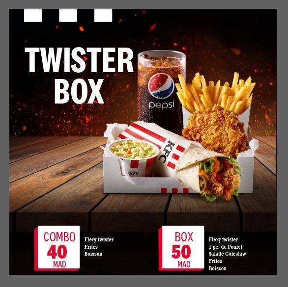 Menu at KFC restaurant, Casablanca, Bd Ghandi