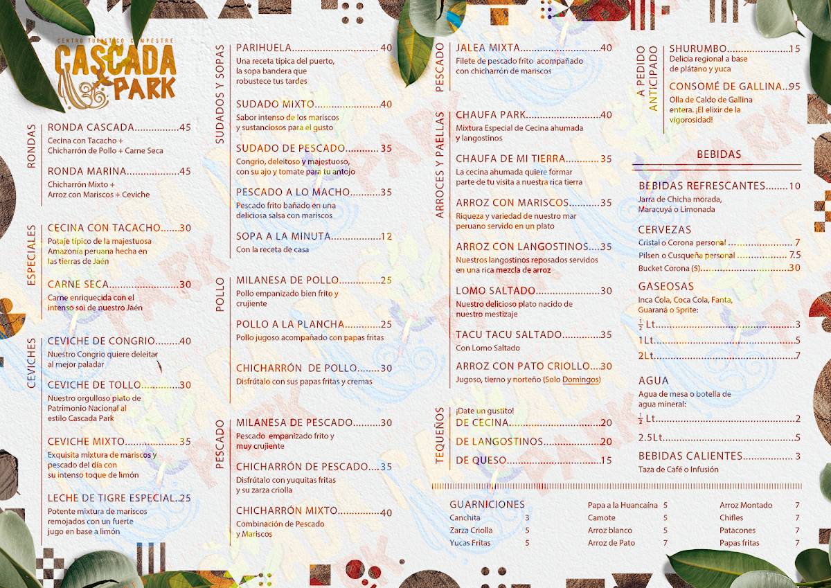 Carta del restaurante CASCADA PARK, Jaén