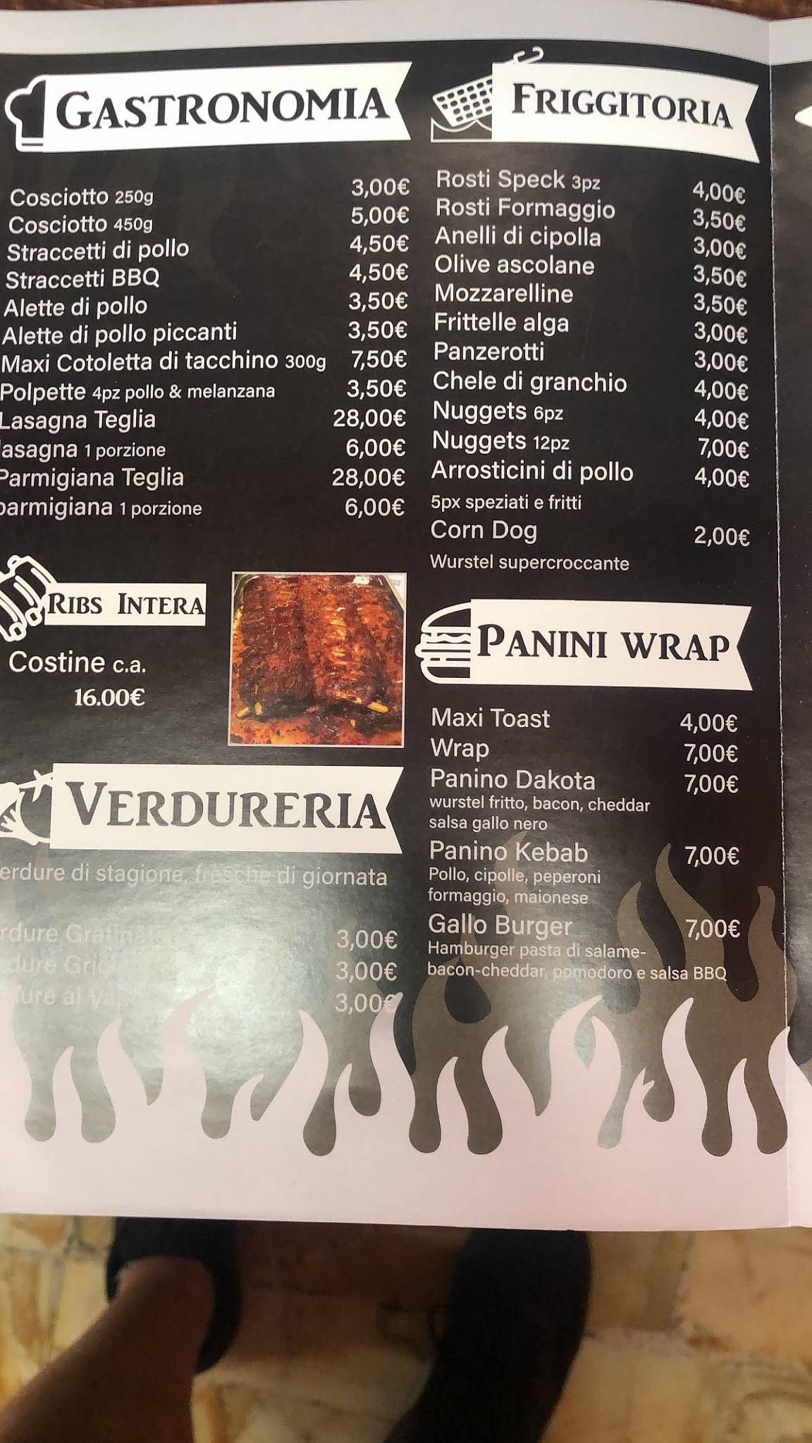 Menu da Il gallo nero ristorante, Casorate Primo