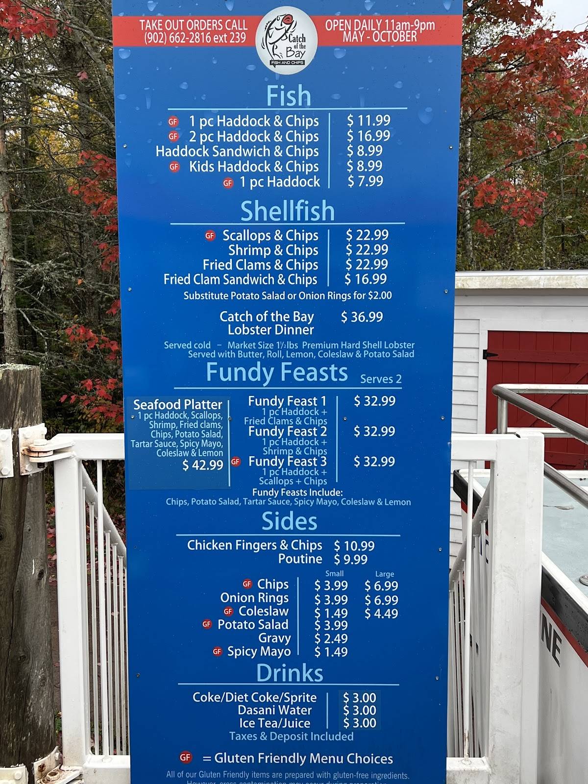 Menu au Catch of the Bay Fish and Chip Boat restaurant, Debert