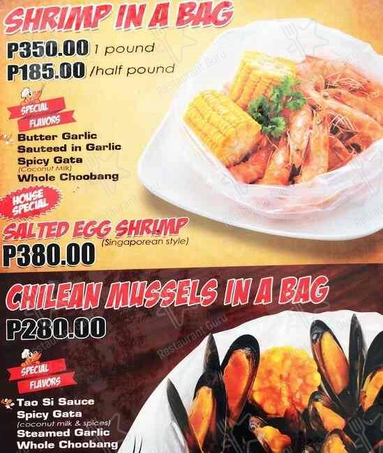 Menu at Choobi Choobi restaurant, Cebu City, 2nd Floor