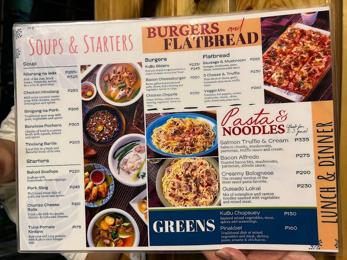 Menu at KUBU Restaurant + Bar, Cebu City