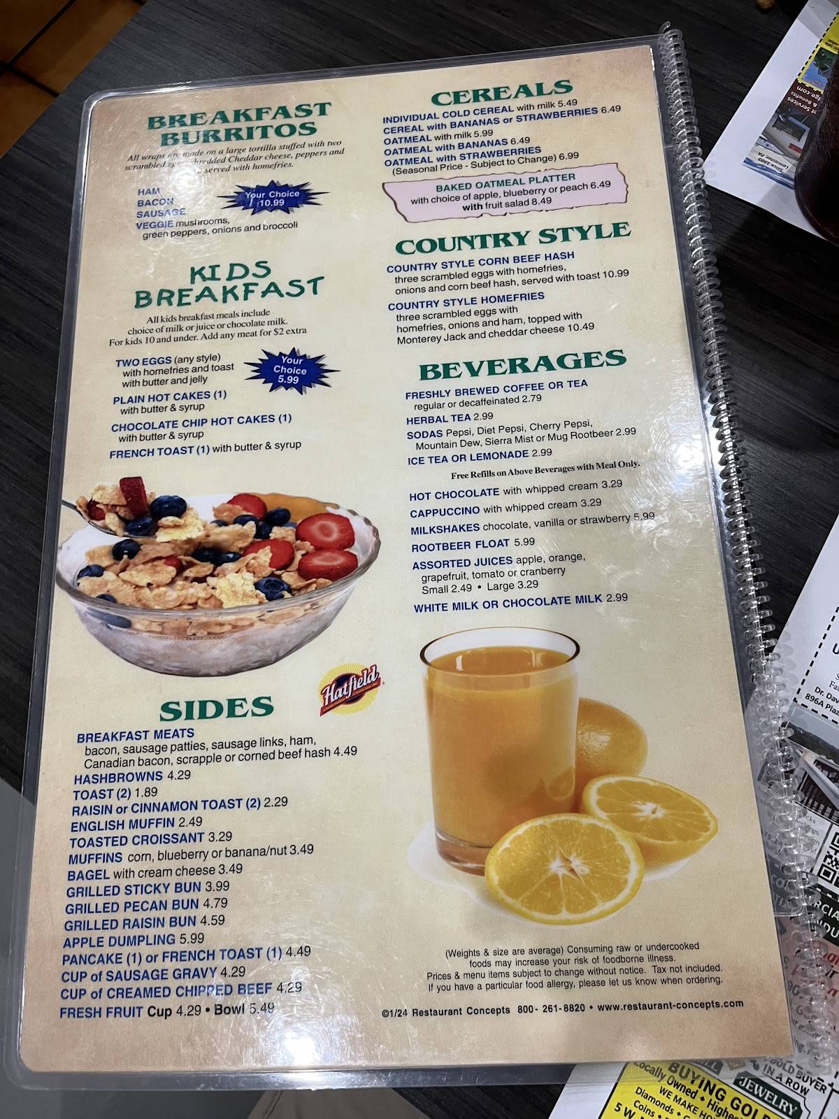 Menu at Centerville Diner 2 restaurant, Mount Joy