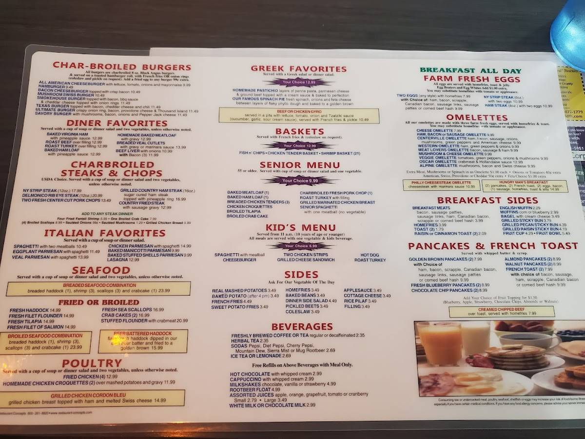 Menu at Centerville Diner 2 restaurant, Mount Joy