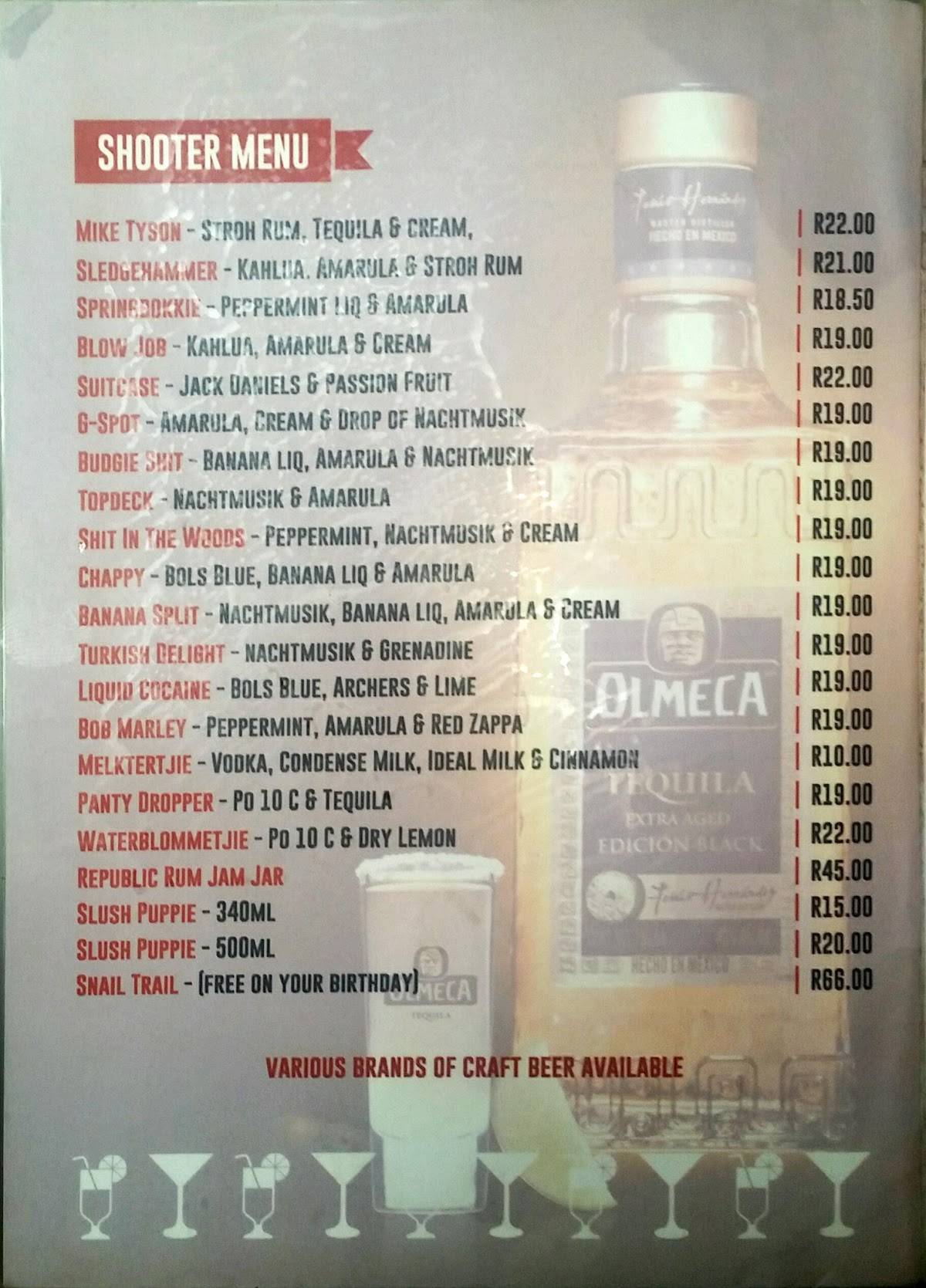 Menu at Pepper Chair Restaurant, Centurion