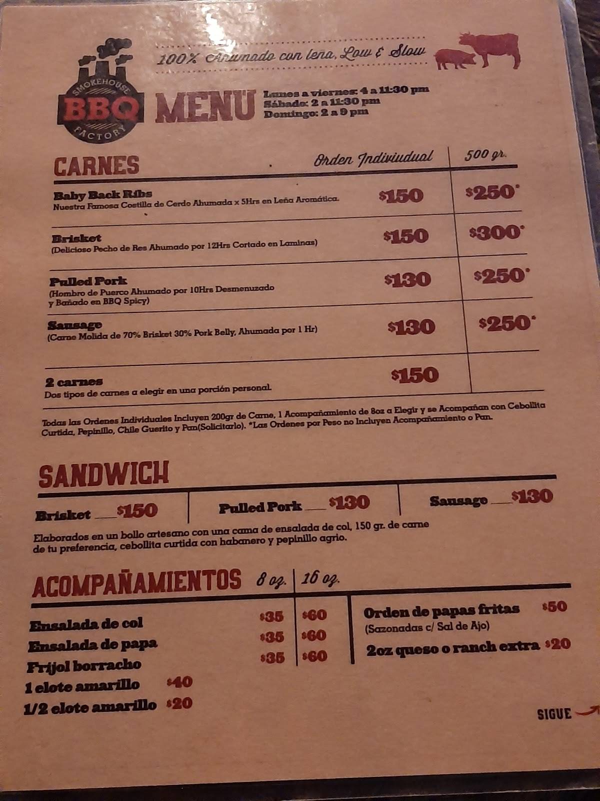 Carta del restaurante Cervecería Icono, Mexicali