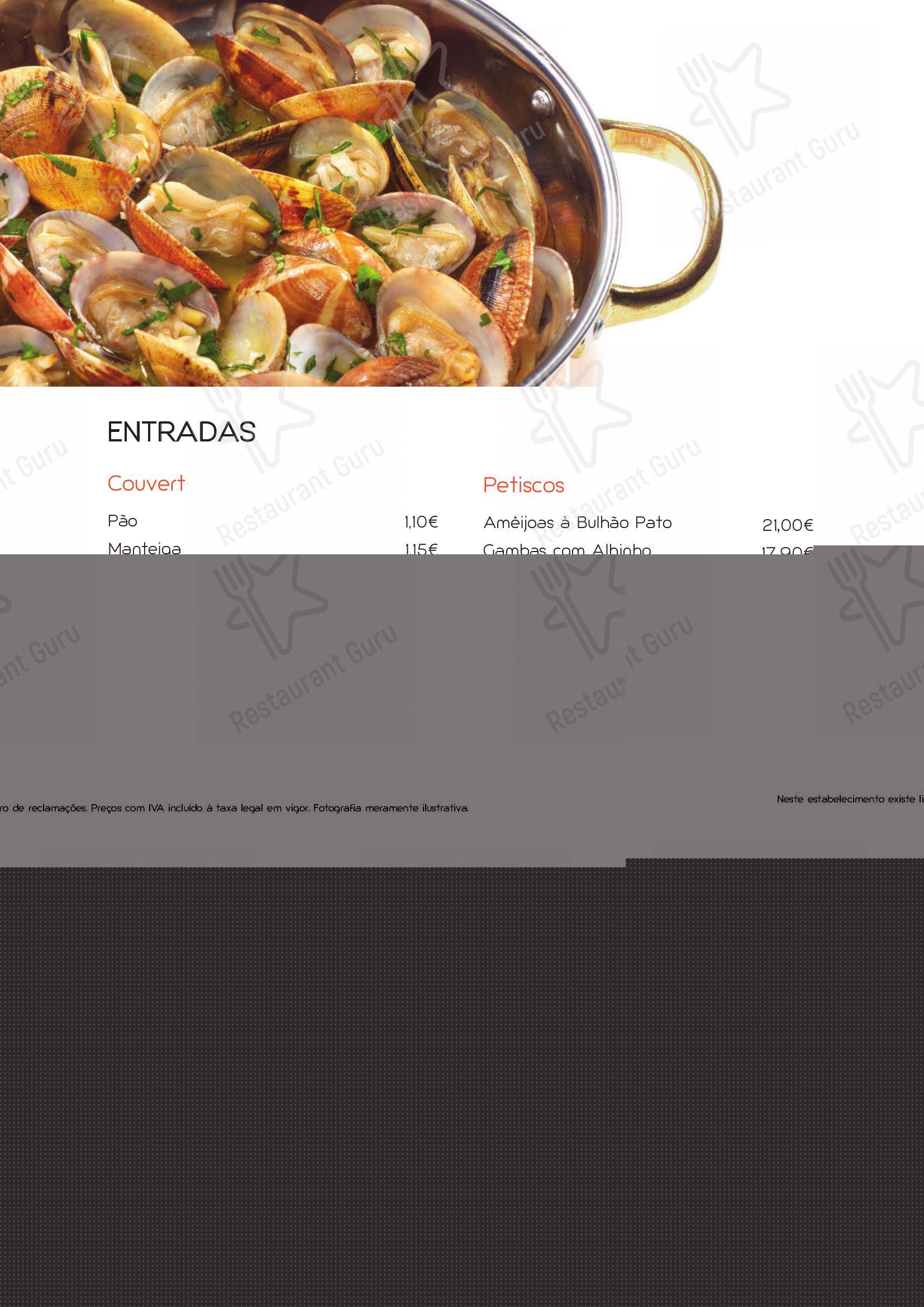Carta del pub y bar Cervejaria Ribadouro, Lisboa