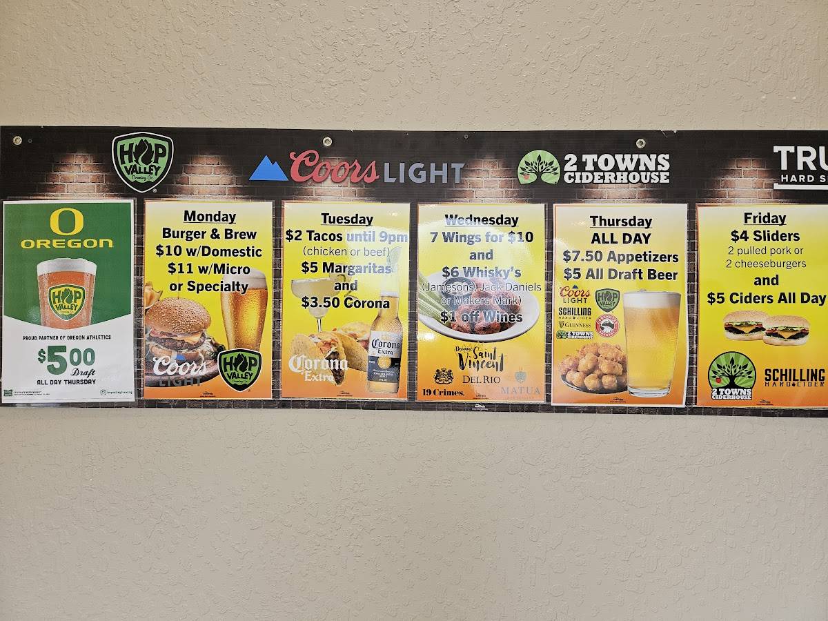 Menu at Chambers Grill and Taphouse pub & bar, Eugene