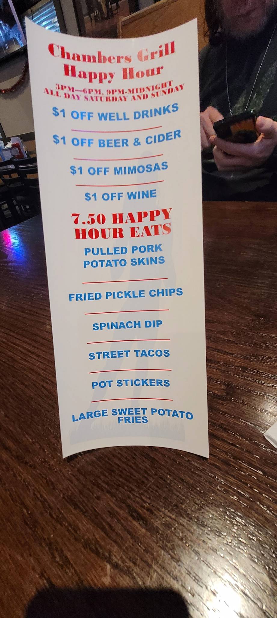 Menu at Chambers Grill and Taphouse pub & bar, Eugene