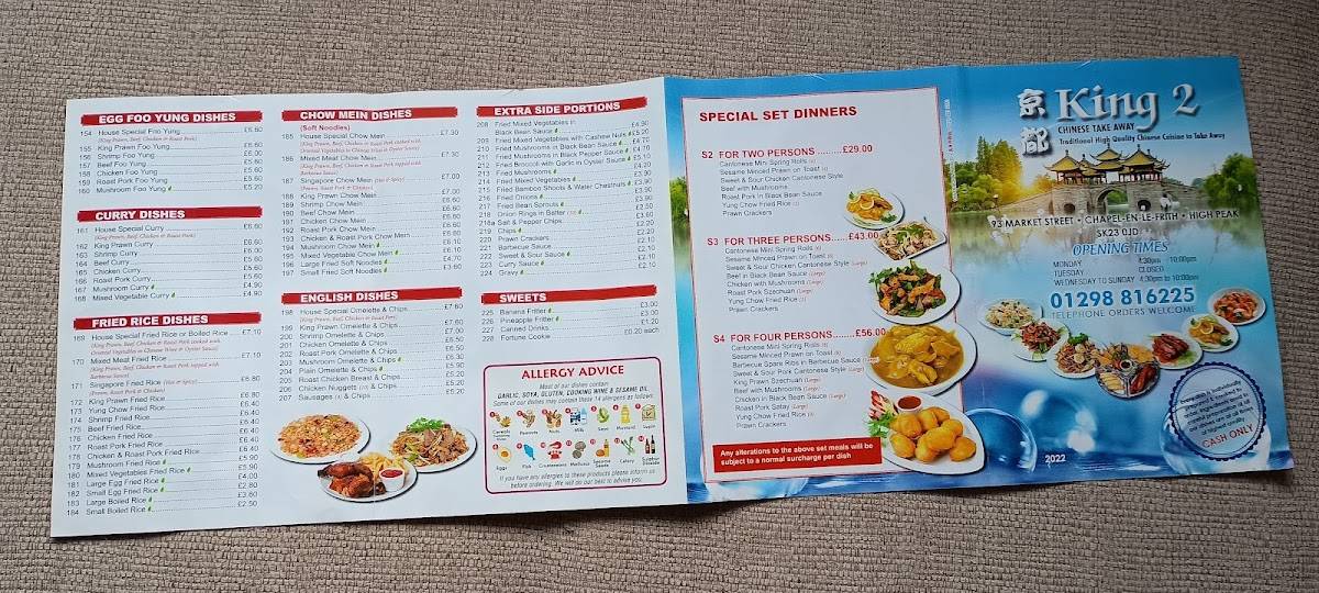 Menu at King 2 fast food, Chapel-en-le-Frith
