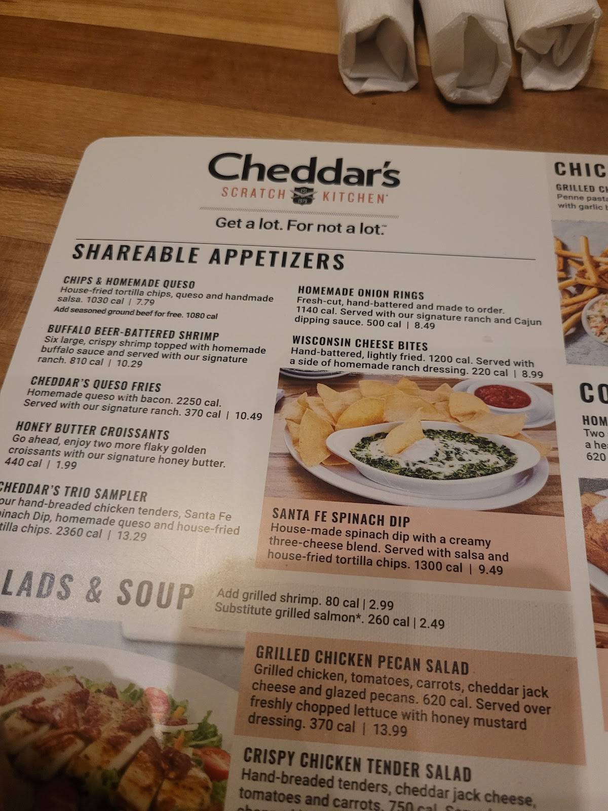 Menu at Cheddar's Scratch Kitchen restaurant, Goodyear