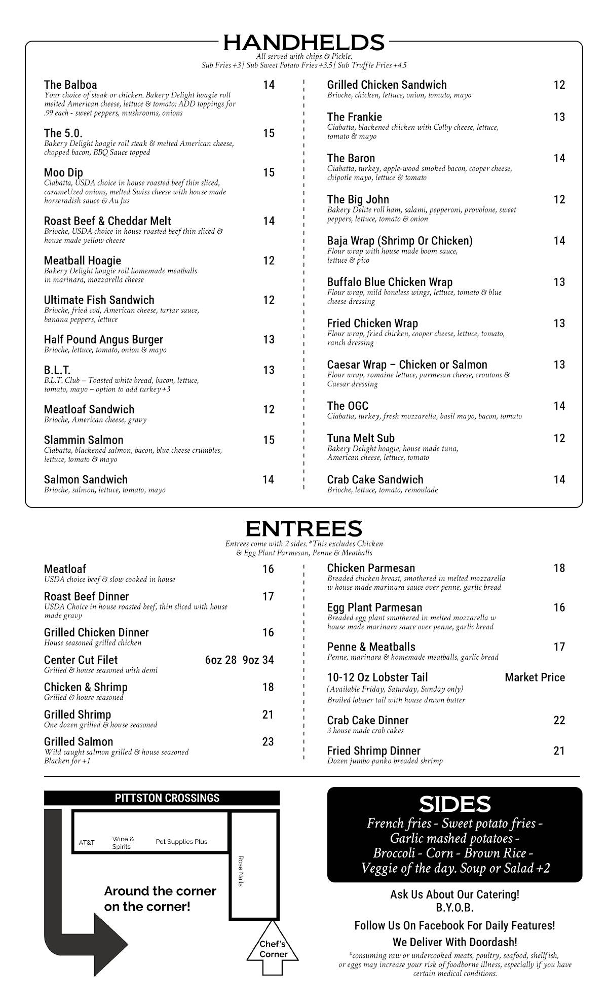 Menu at Chef's Corner restaurant, Yatesville, 320 PA-315 Suite #280