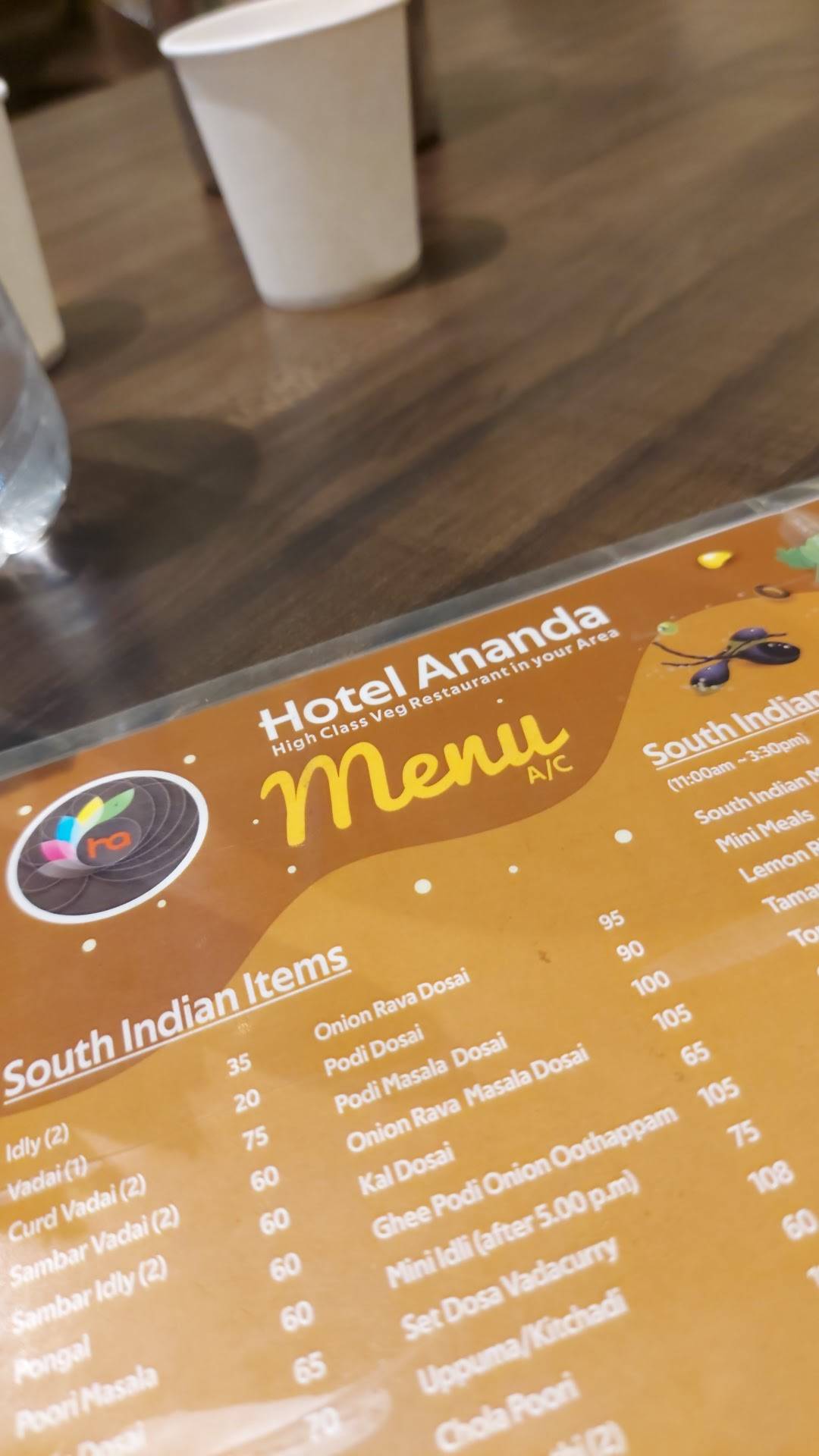 Menu at Hotel Ananda, Chennai, no 5