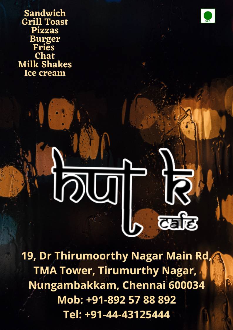 Menu at Hut K Cafe, Chennai