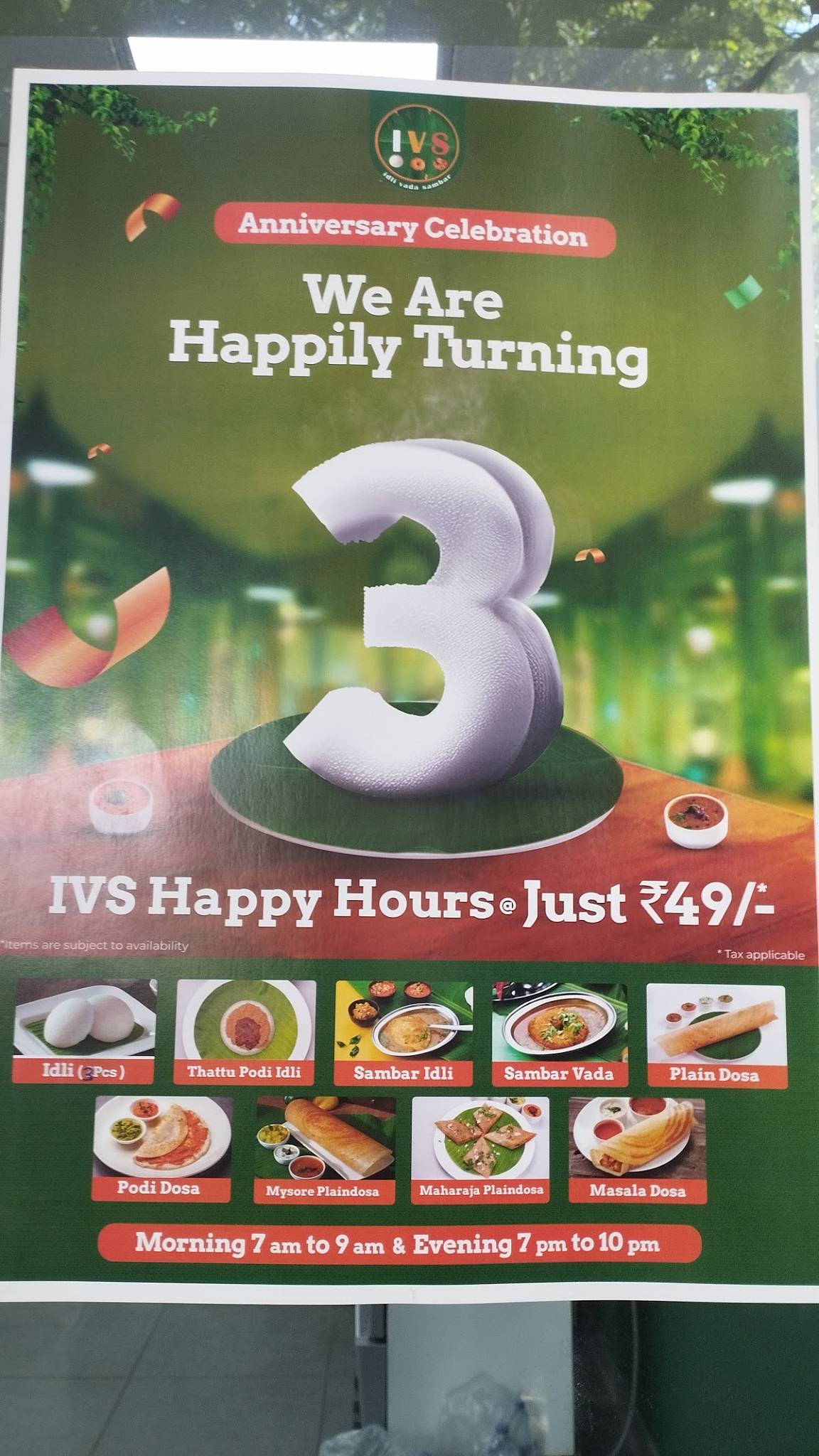 Menu at Idli Vada Sambar (VSI Estate), Chennai
