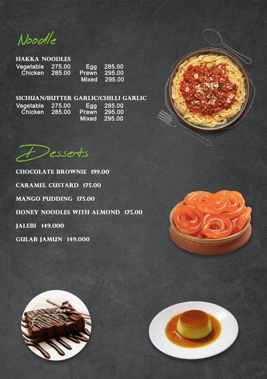 Menu at King of Asia, Chennai