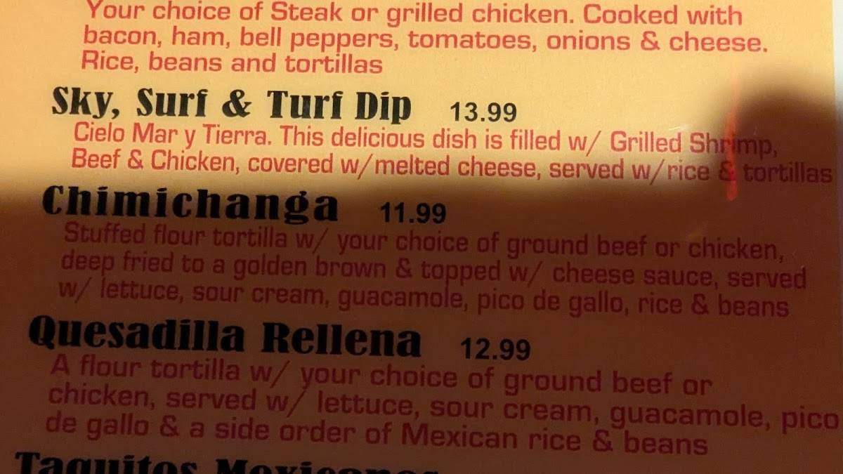 Menu at Chepe's Mexican Grill restaurant, Benton