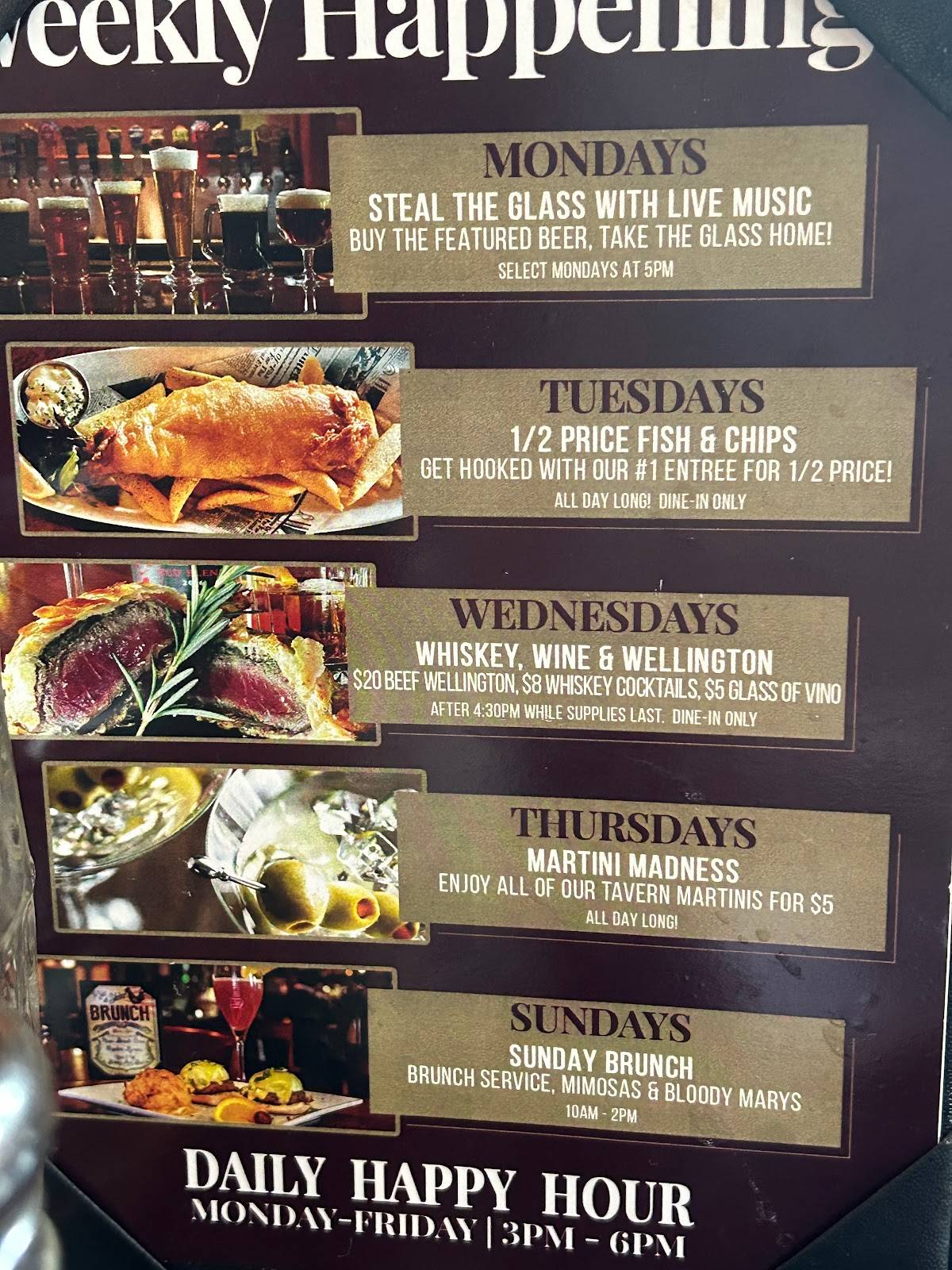 Menu at Park Lane Tavern of VB Kempsville pub & bar, Virginia Beach