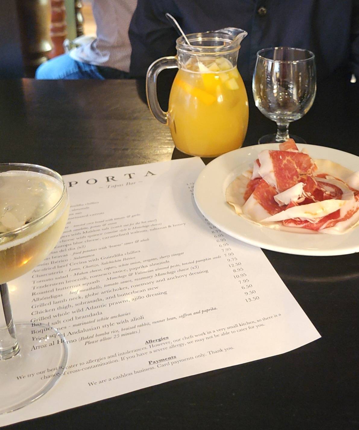 Menu at Porta Tapas Bar, Chester