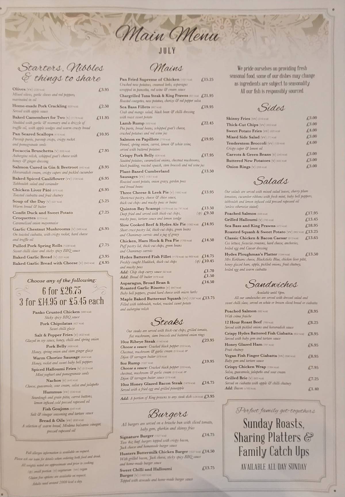 Menu at Stamford Bridge Inn pub & bar, Chester