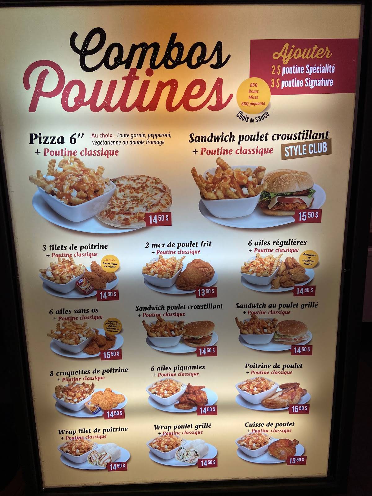 Menu au Chez Louis Poulet Et Pizza pizzeria, Drummondville, Bd Lemire