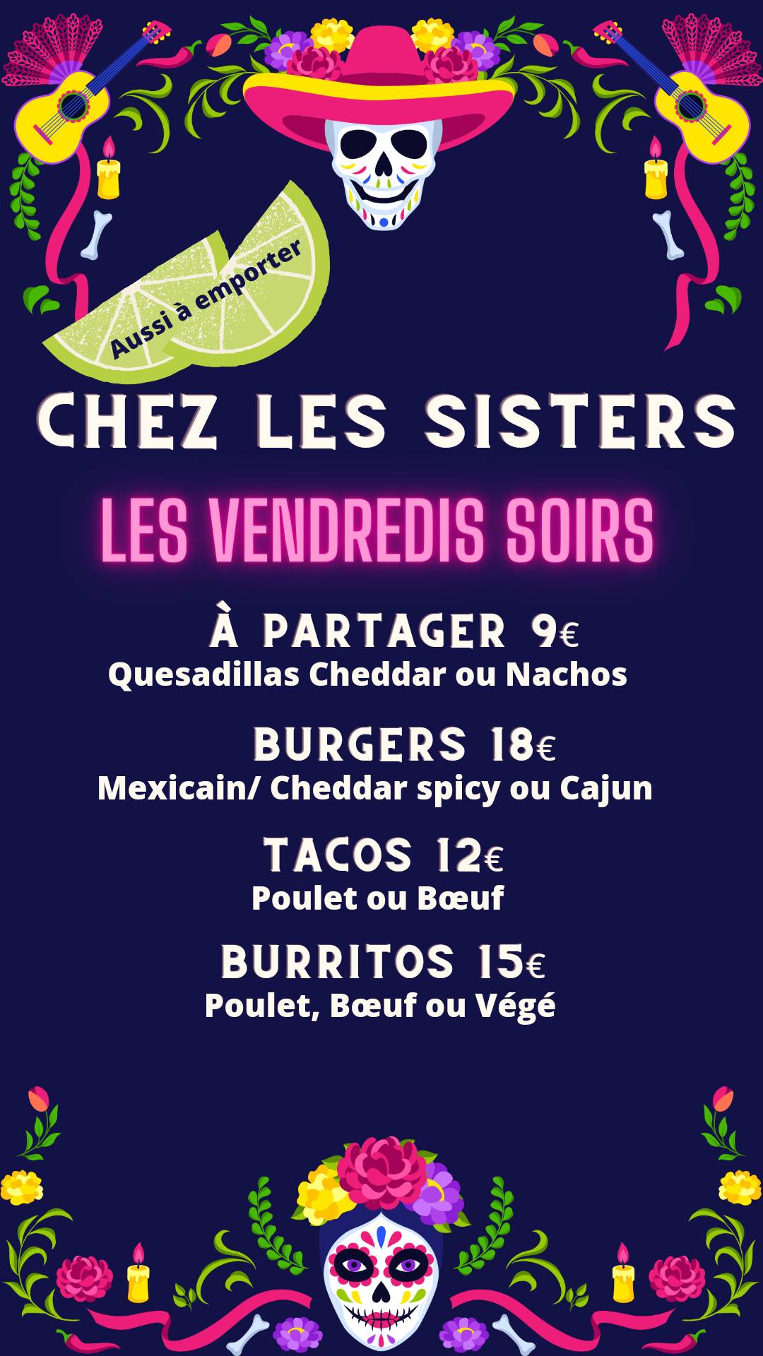 Menu au Chez les Sister's restaurant, Dreux