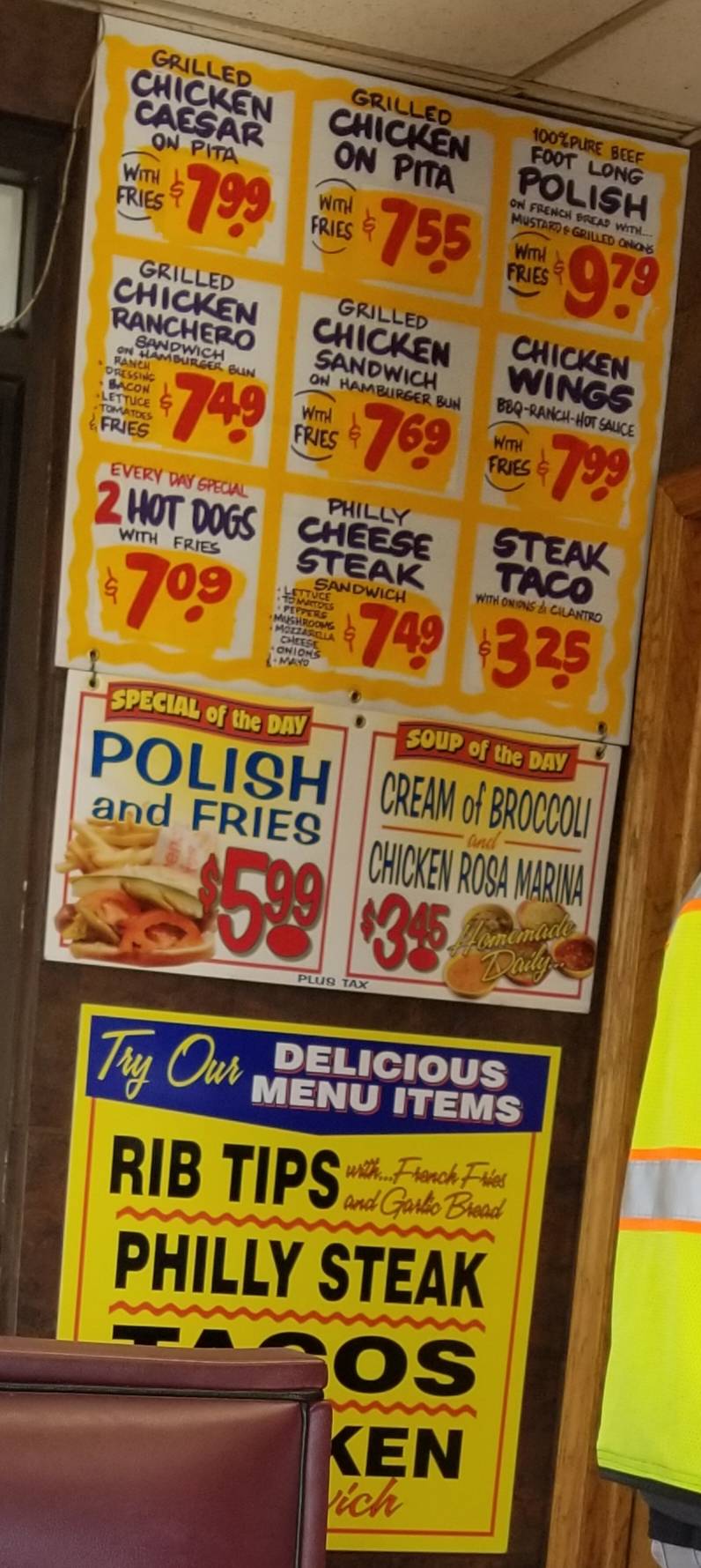 Menu at Donald's Famous Hot Dogs restaurant, Chicago, S Central Ave