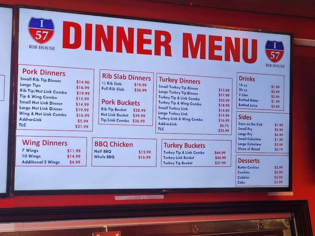 Menu at I 57 RIB House BBQ, Chicago, W 115th St