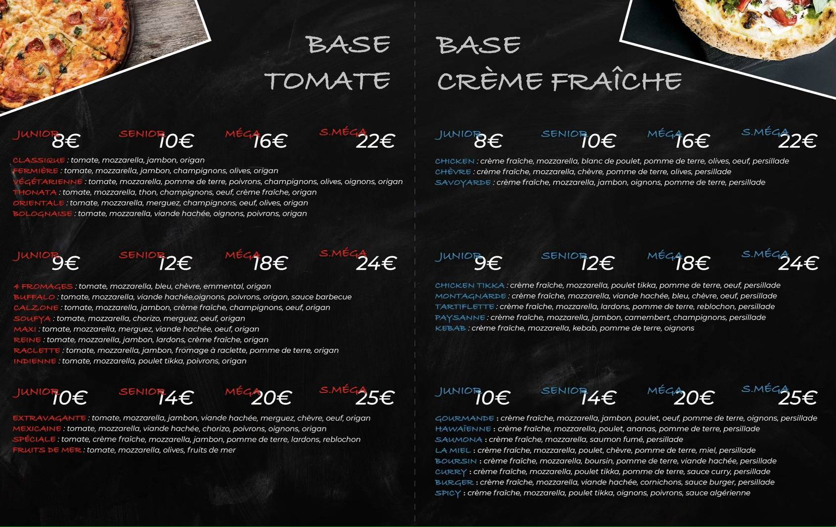 Menu at Pizza Palace pizzeria, Nonancourt