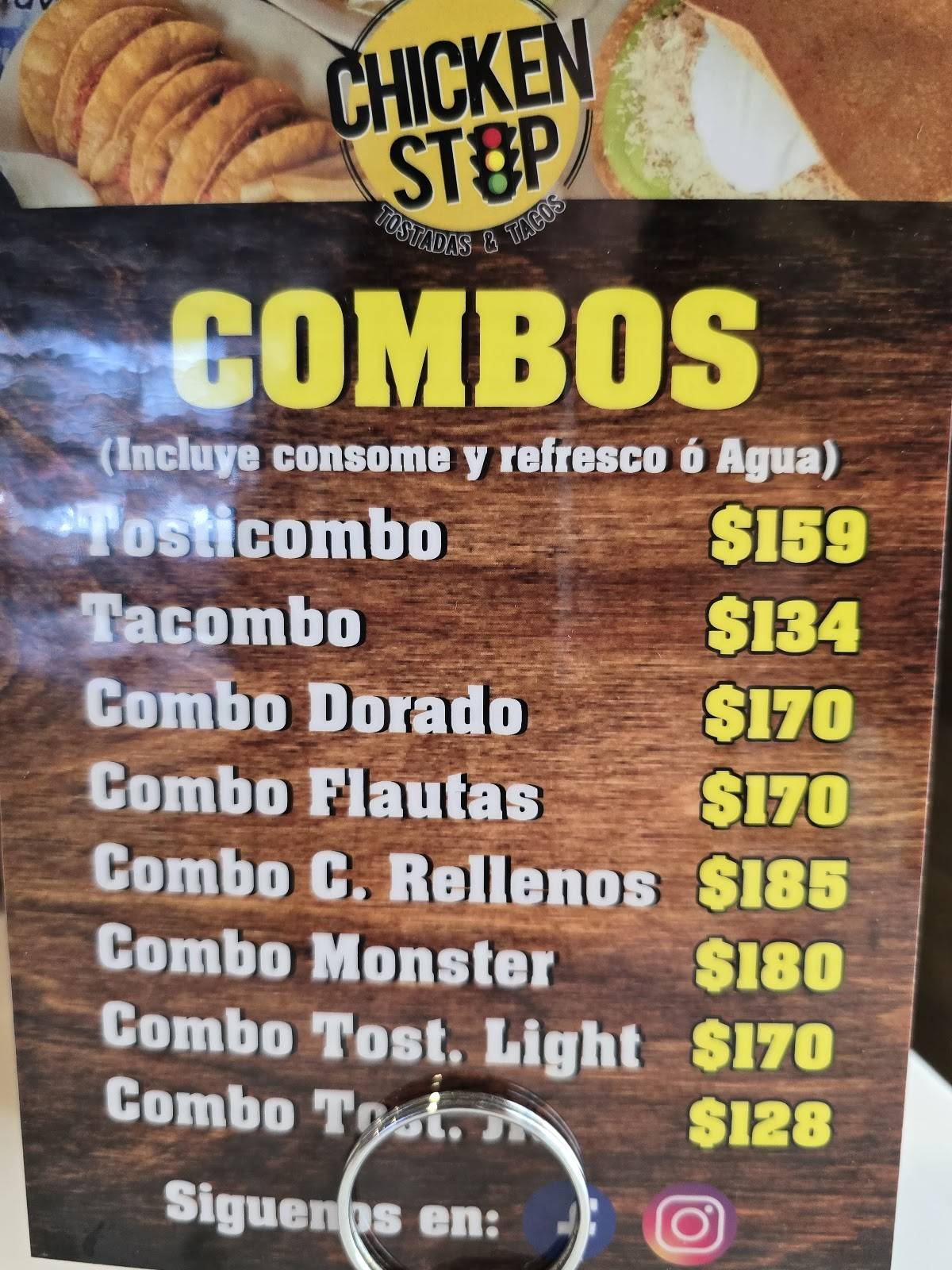 Carta de comida rápida Chicken Stop, Monterrey