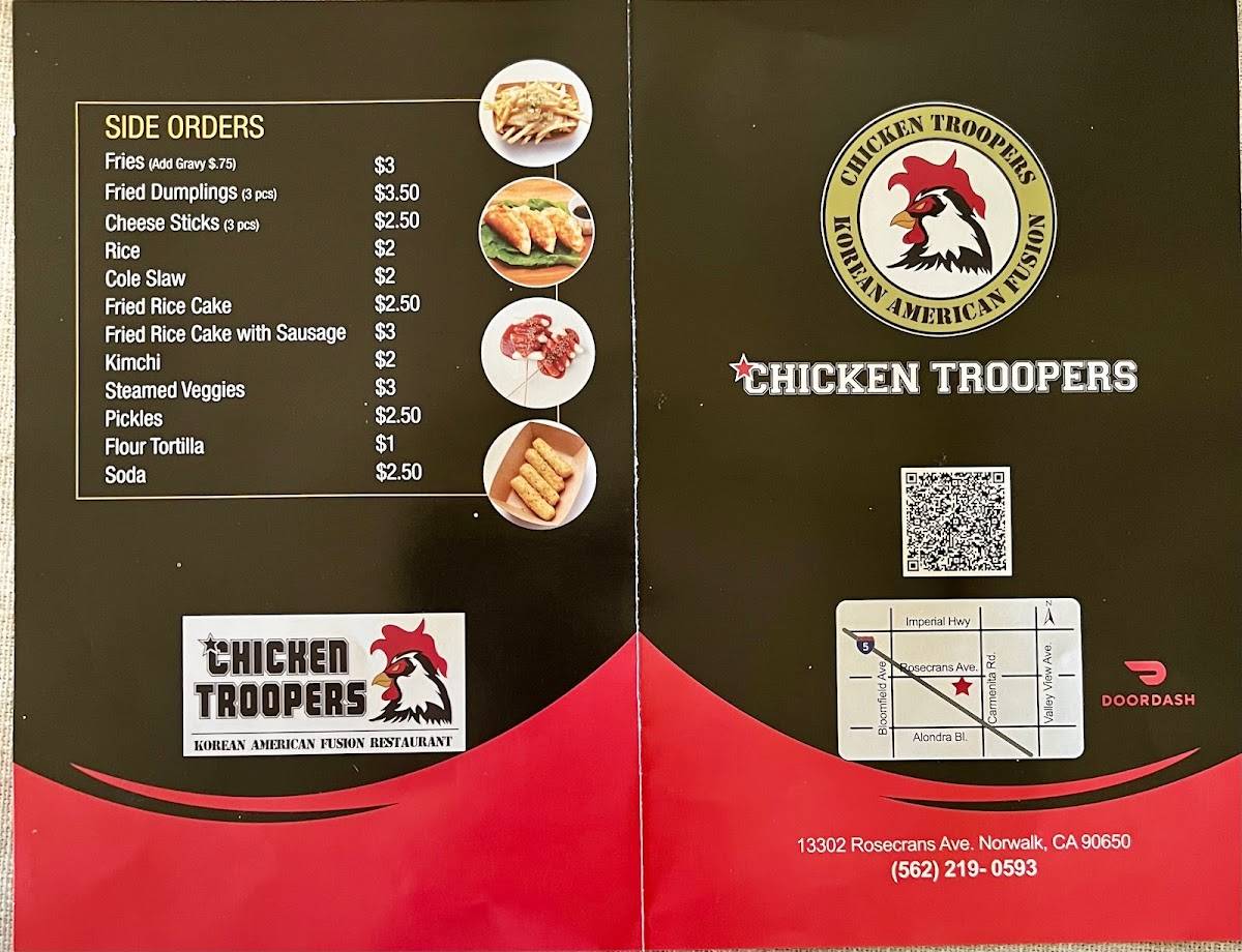 Menu at Chicken Troopers restaurant, Norwalk