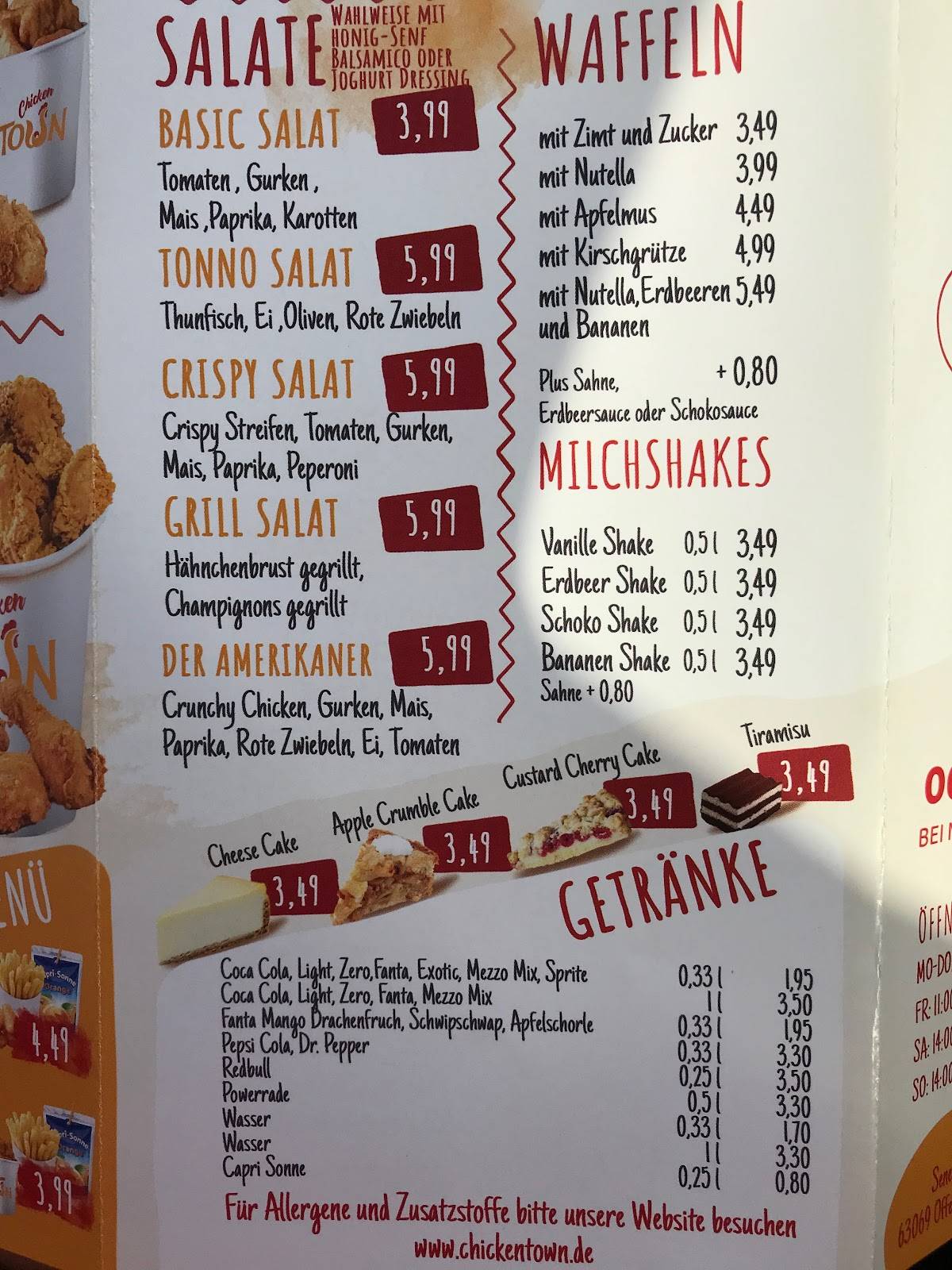 Speisekarte von Chicken town Offenbach restaurant, Offenbach am Main