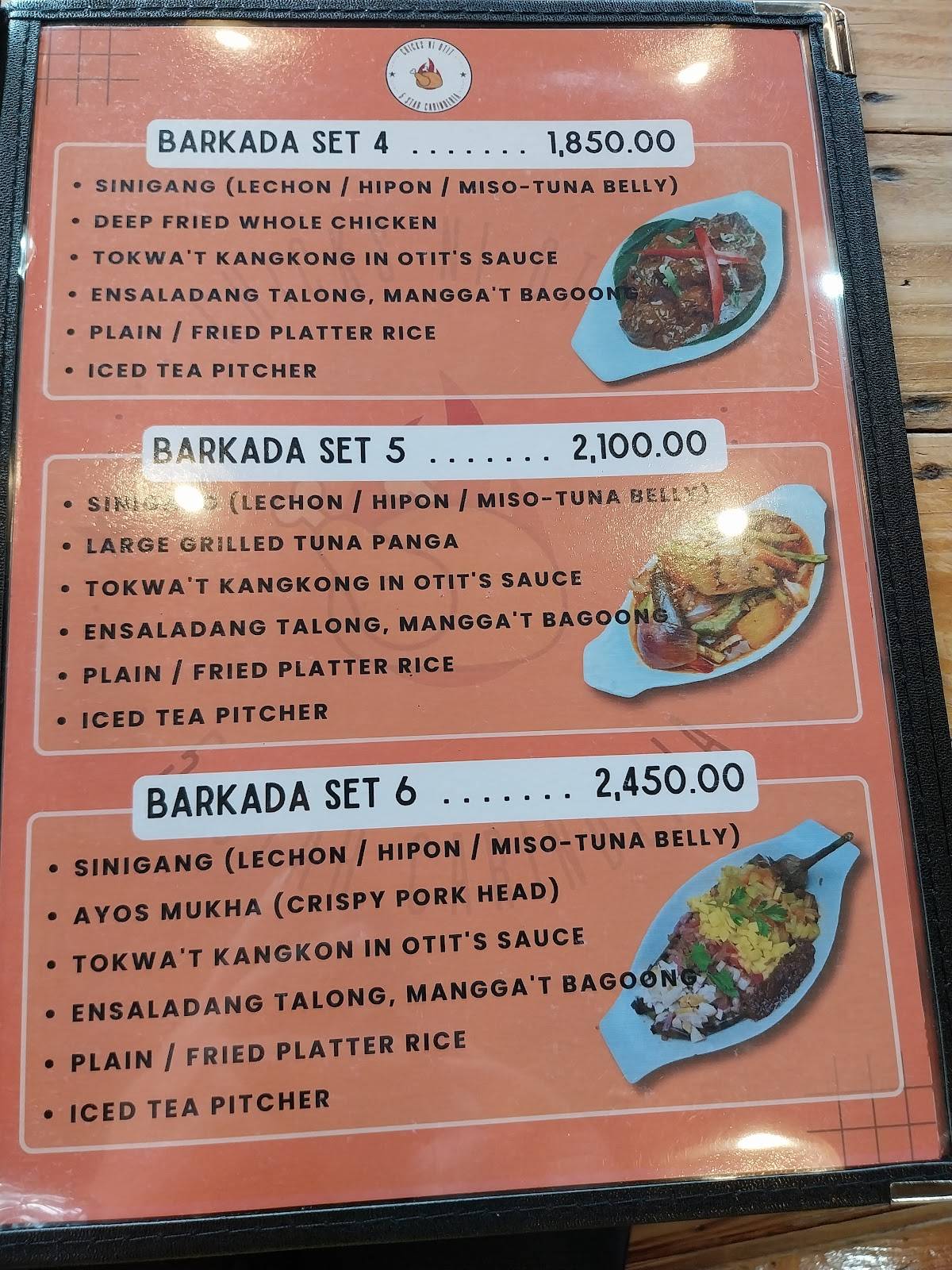 Menu at Chicks ni Otit Tagaytay restaurant, Tagaytay