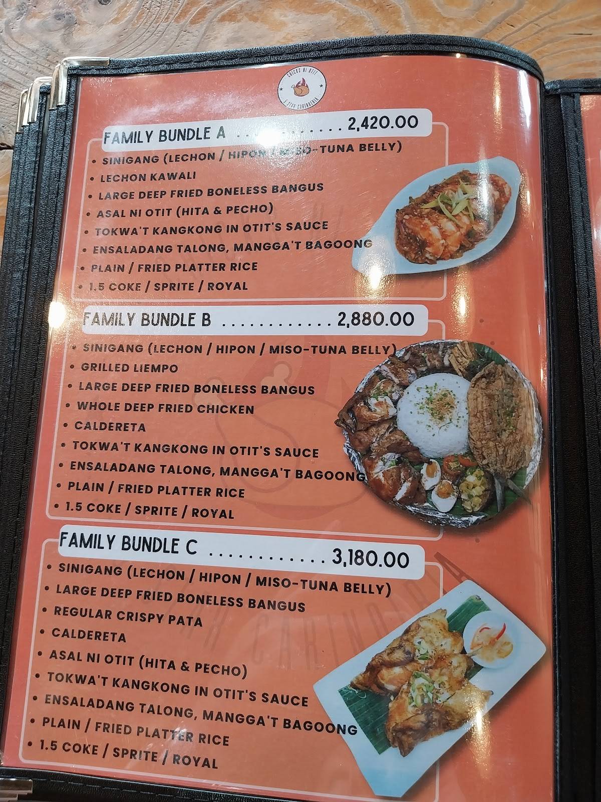 Menu at Chicks ni Otit Tagaytay restaurant, Tagaytay