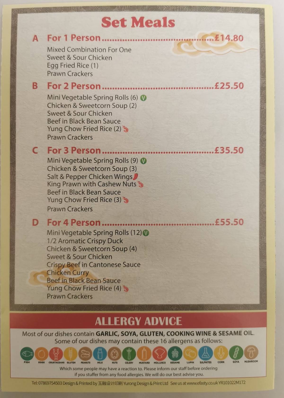 Menu at China Express fast food, Barnoldswick