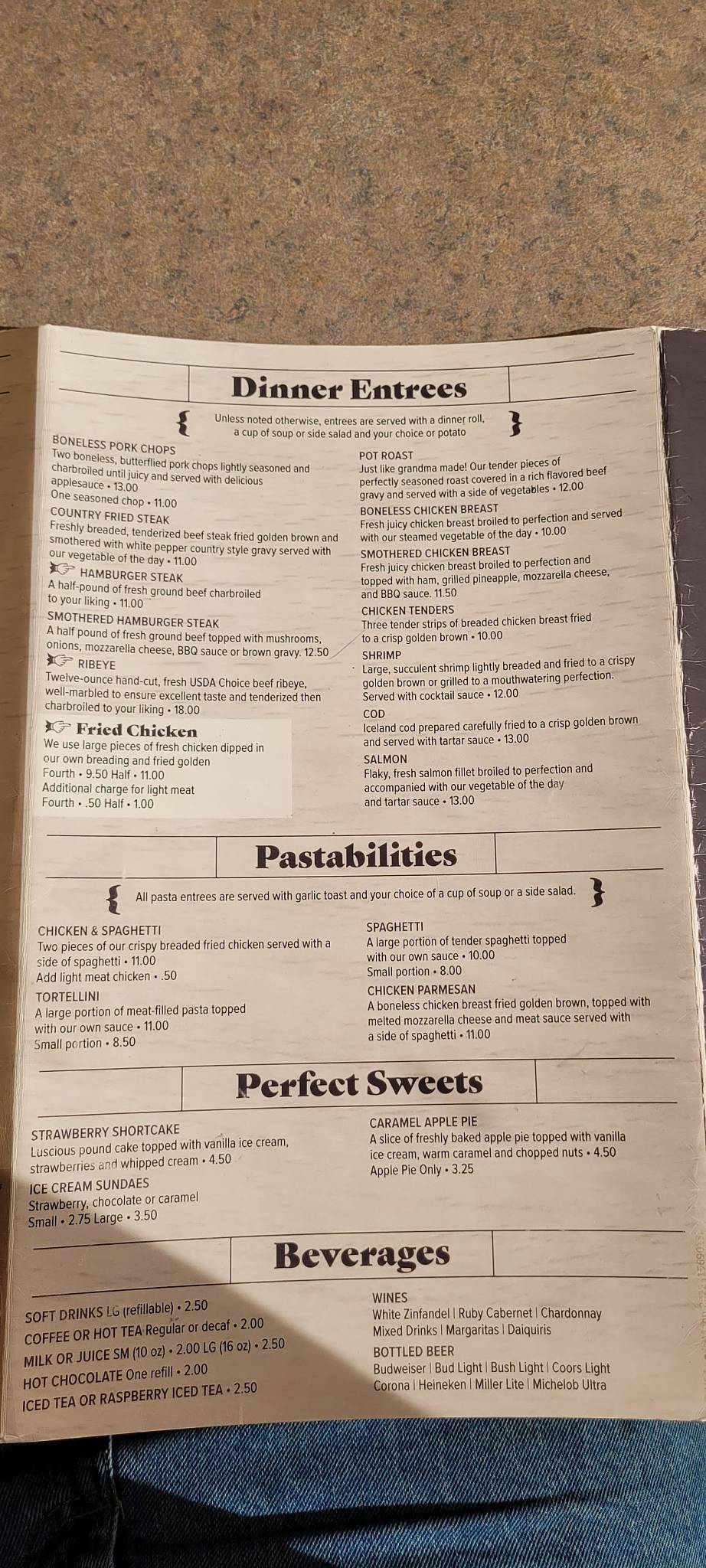 Menu at Chippers Grill restaurant, Streator