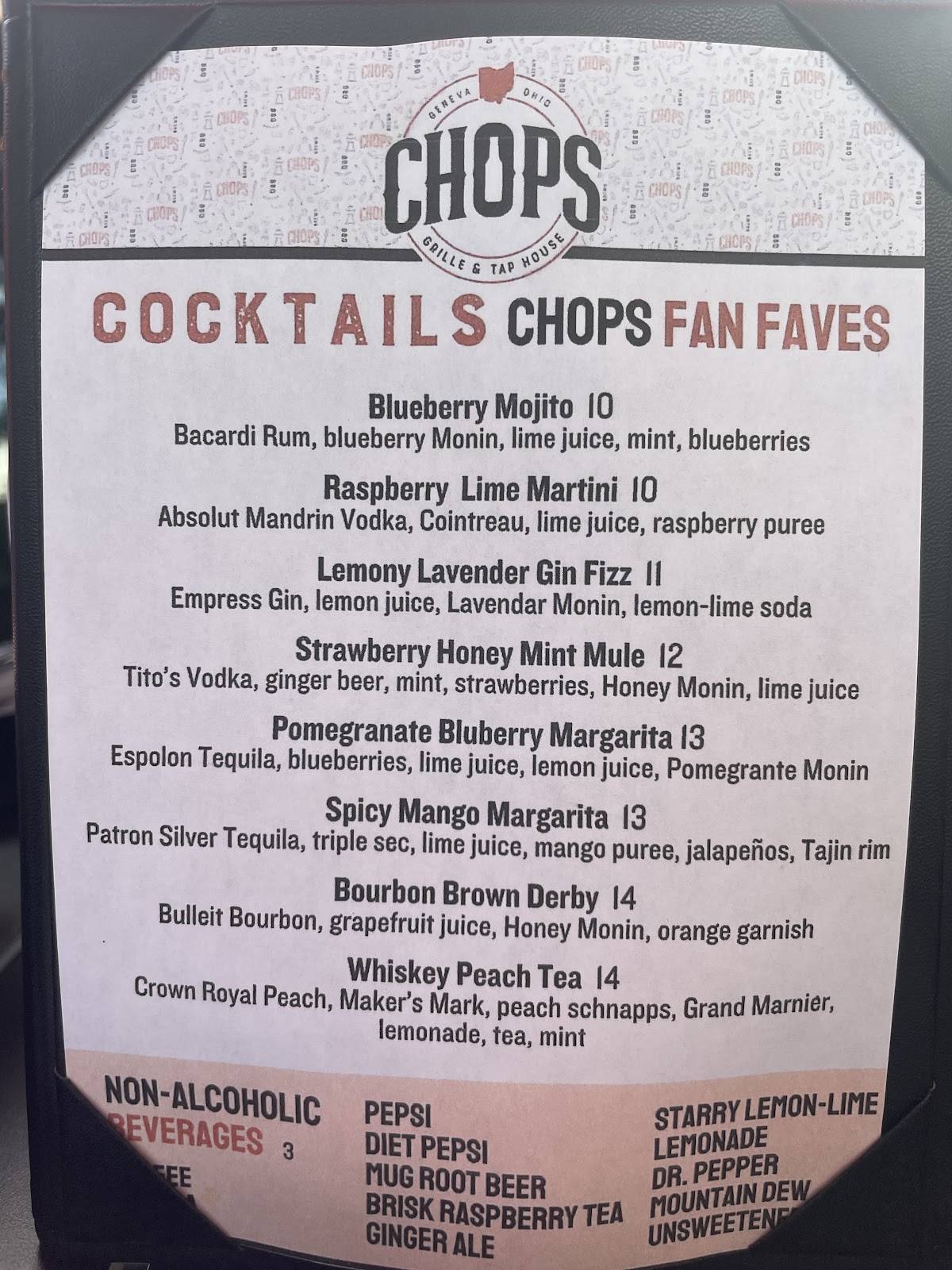 Menu at Chops Grille & Tap House pub & bar, Geneva, S Broadway