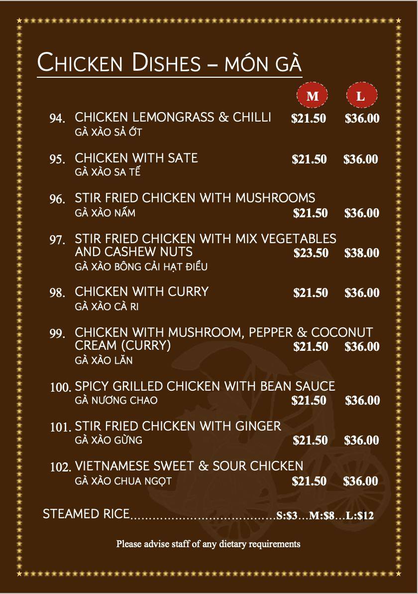 Menu at 5 Star restaurant, Christchurch, 250 Clyde Rd