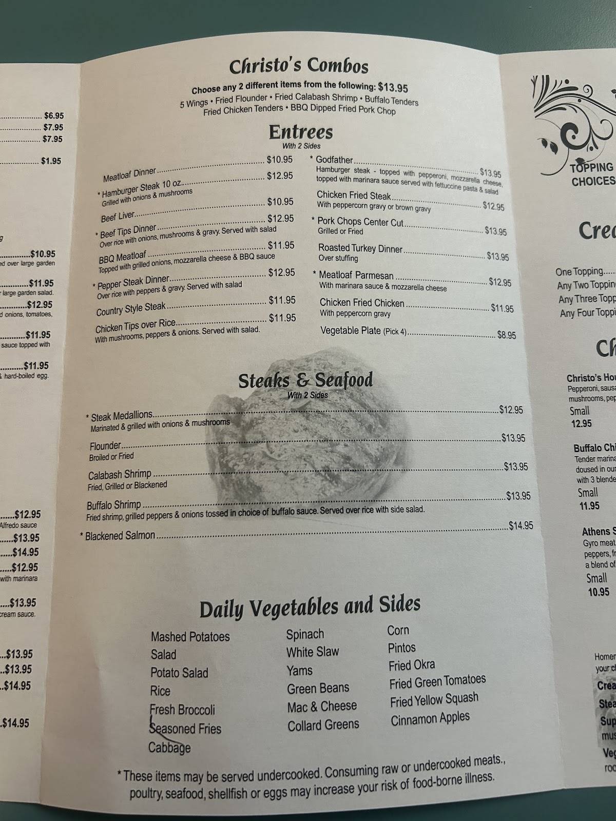 Menu at Christo's Family Restaurant, Concord