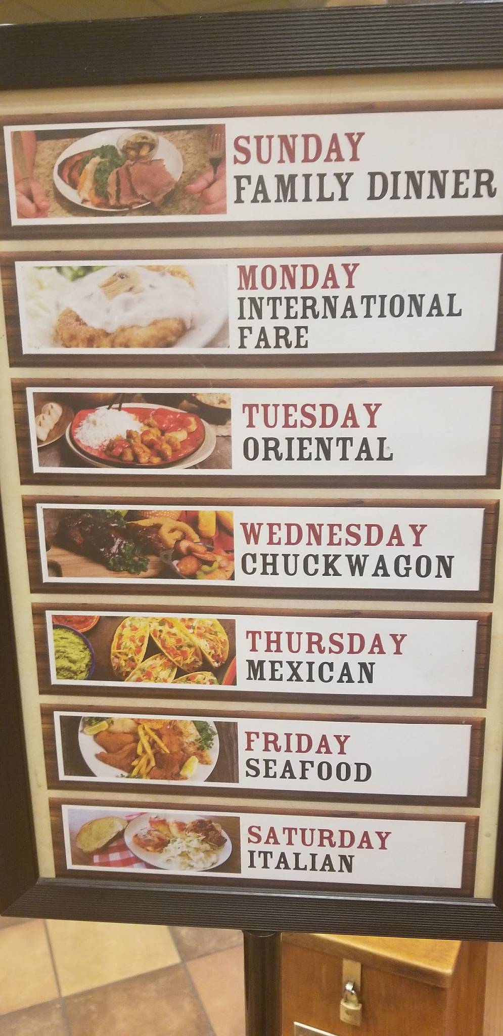 Menu at Chuck-A-Rama Buffet restaurant, Ammon