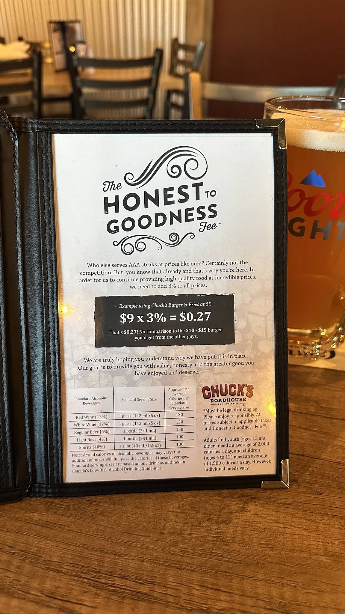 Menu at Chuck's Roadhouse Bar & Grill, Kingsville