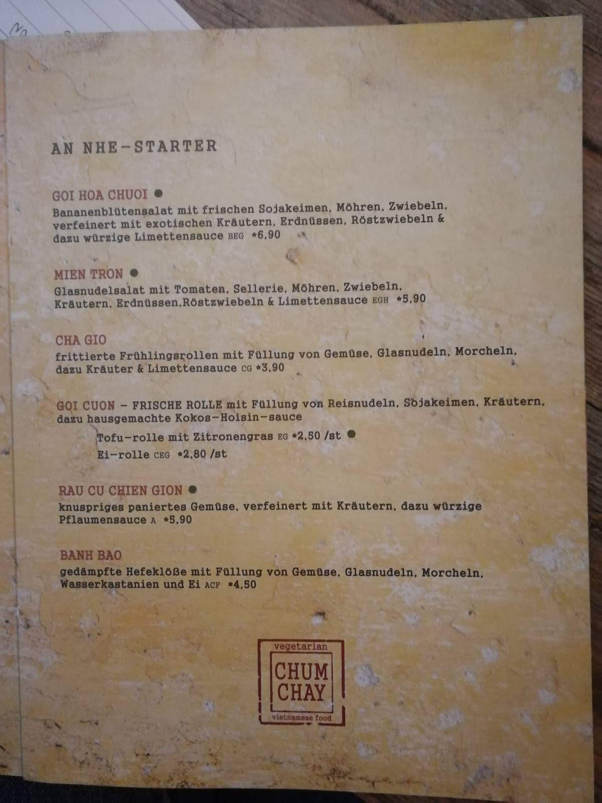 Speisekarte von Chum Chay restaurant, Köln