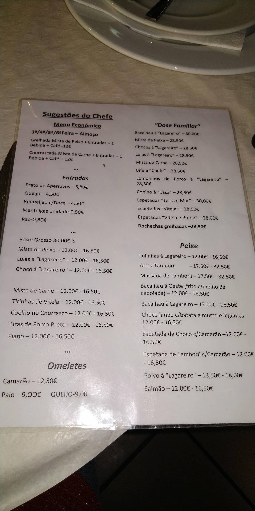 Menu em Churrasqueira do Oeste pub & Bar, Sobral de Monte Agraço