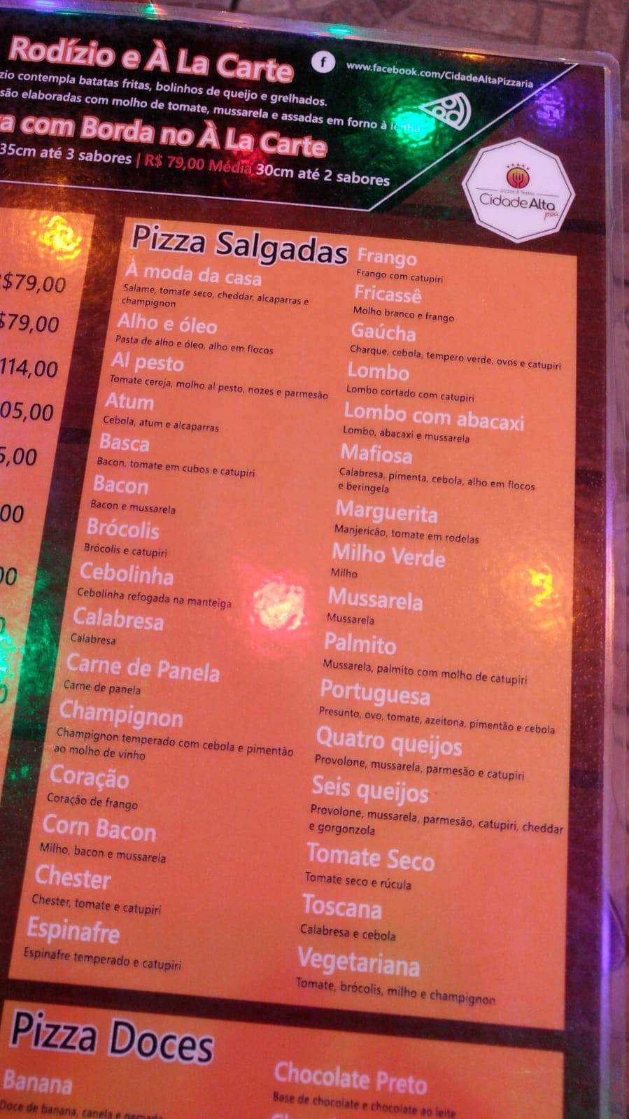 Menu em Cidade Alta Poa pizzaria, Porto Alegre, Av. Prof. Oscar Pereira