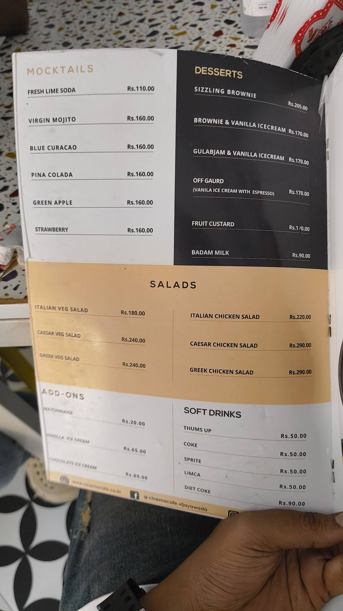 Menu at Cinema Cafe & Restaurant, Vijayawada